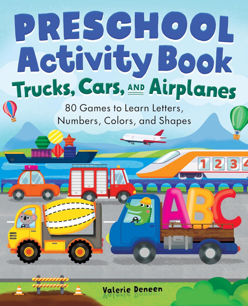 Preschool Activity Book - Trucks, Cars, Airplanes - Fun Learning - CP Deals